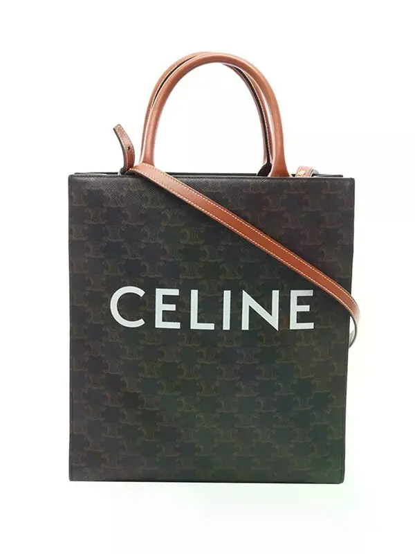 Celine 2010-2026 Small Triomphe Coated Canvas Vertical Cabas Tote Satchel