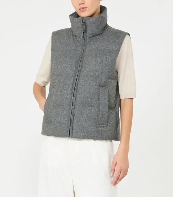 Max Mara Stretch-cashmere Down Gilet - Grey