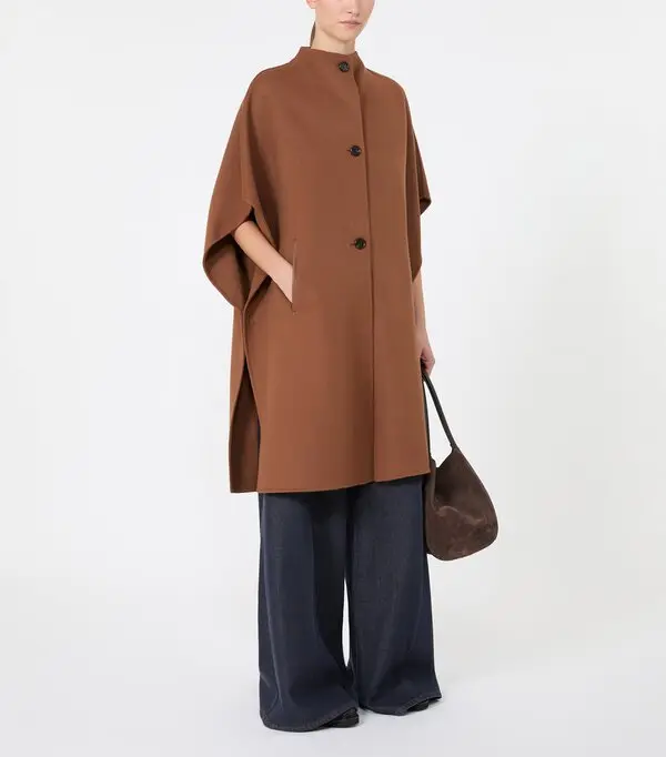 Max Mara Virgin Wool Button-up Cape