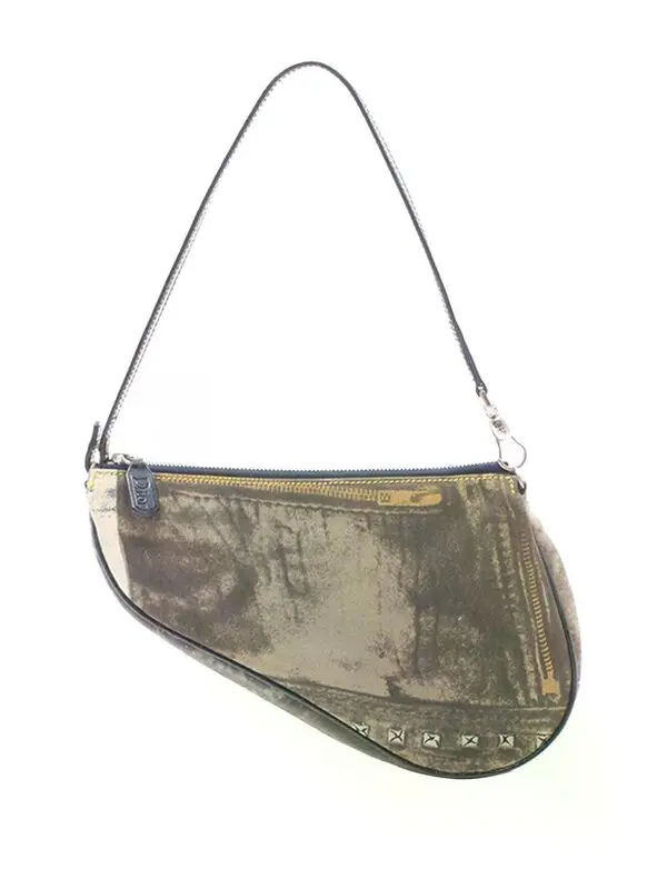 Dior 20th Century Mini Canvas Denim Print Saddle Pochette Shoulder Bag