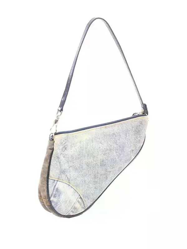 Dior 20th Century Mini Canvas Denim Print Saddle Pochette Shoulder Bag