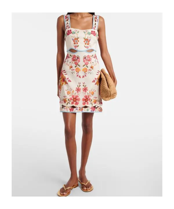 Farm Rio Short Floral Linen Dress