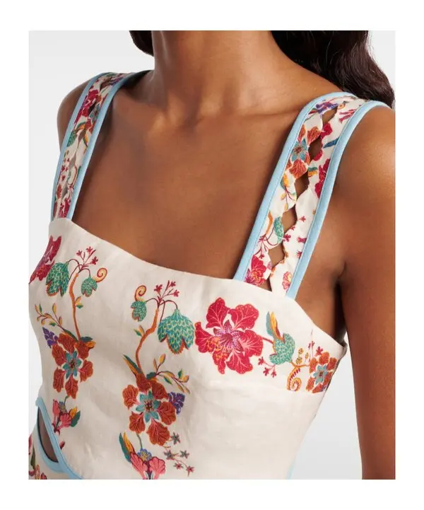Farm Rio Short Floral Linen Dress