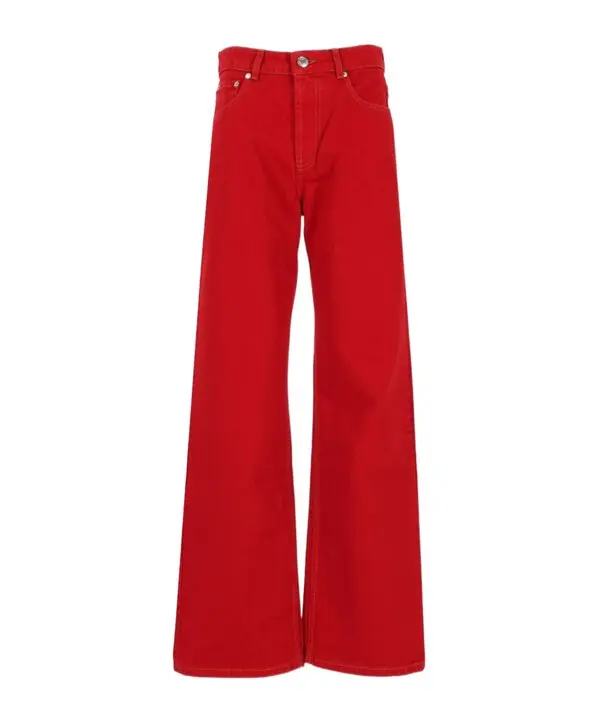 AMI Paris Large Fit Wide-leg Jeans - Red