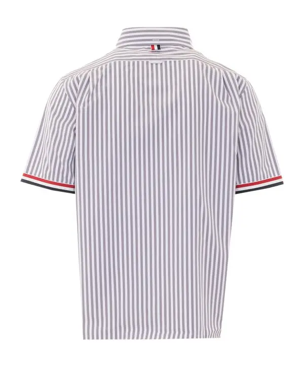 Thom Browne Striped Short Sleeve Shirt - Medium Grey