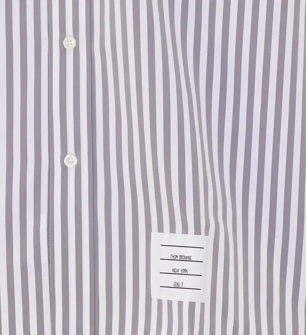 Thom Browne Striped Short Sleeve Shirt - Medium Grey