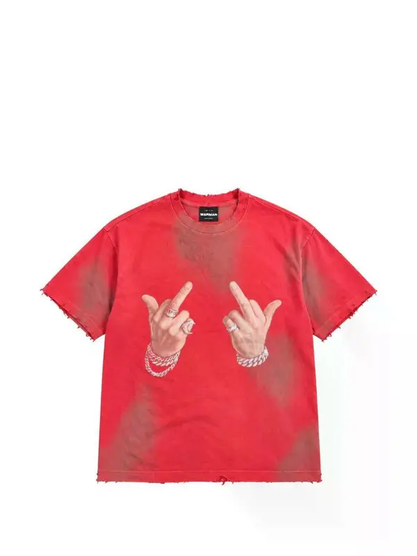 WARMAN Graphic-print Distressed T-shirt - Red