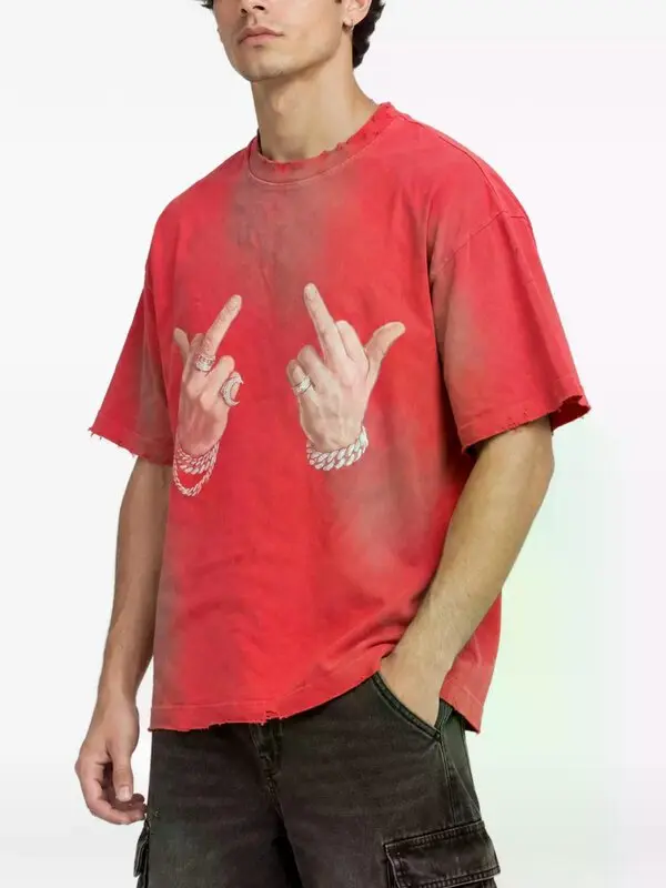 WARMAN Graphic-print Distressed T-shirt