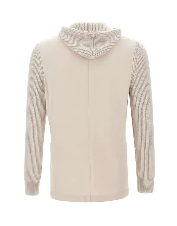 Eleventy Hooded Knit-sleeve Jacket