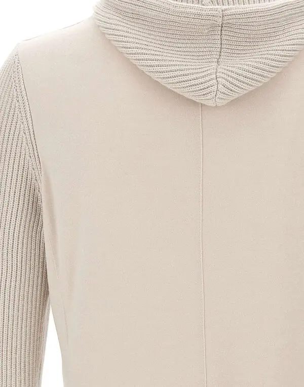Eleventy Hooded Knit-sleeve Jacket