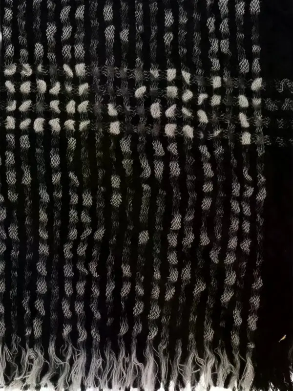 Issey Miyake Check Frayed Scarf - Black