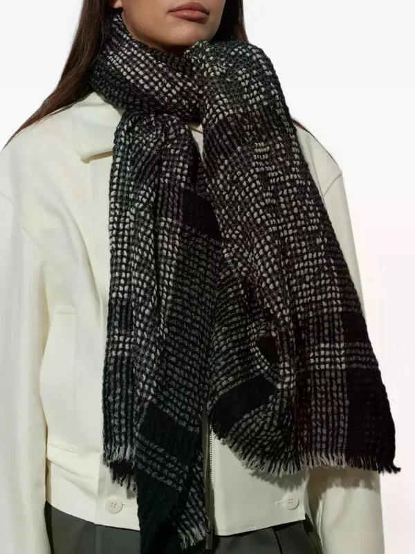 Issey Miyake Check Frayed Scarf