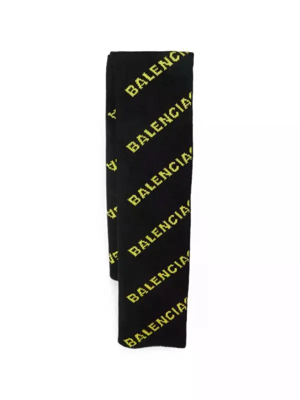 Balenciaga All-over Logo Reversible Scarf - Black