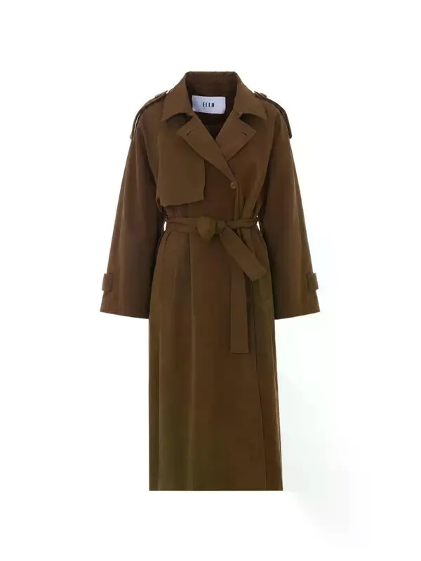 ELEH Belted Button-up Trench Coat
