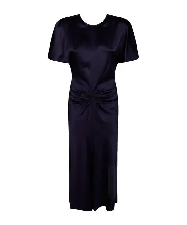 Victoria Beckham Bela Ruched Sleeve Midi Dress - No