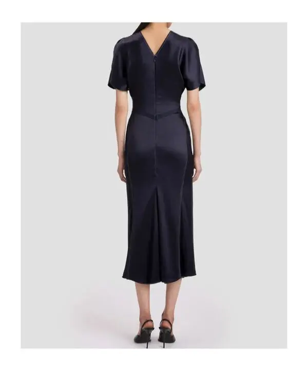 Victoria Beckham Bela Ruched Sleeve Midi Dress - No