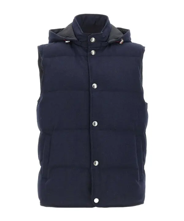 Eleventy Hooded Quilted Gilet - Blue