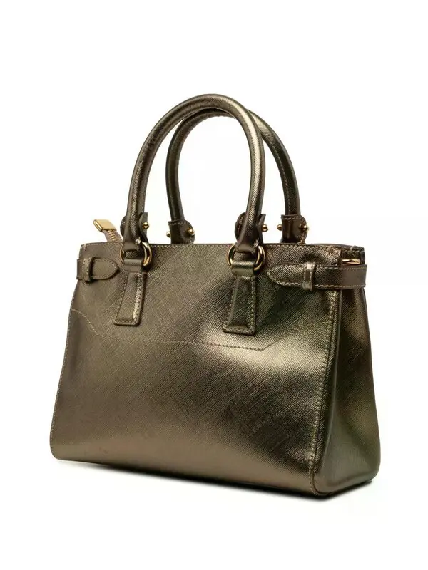 FERRAGAMO 2010-2026 Metallic Leather Gancini Batik Satchel