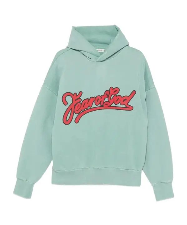Fear Of God Logo Detailed Long Sleeve Hoodie - Mint Green