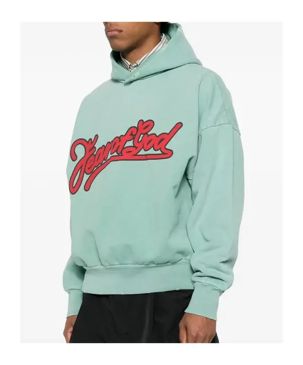 Fear Of God Logo Detailed Long Sleeve Hoodie - Mint Green