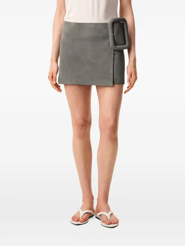 AMI Paris Big Buckle Belted Mini Skirt