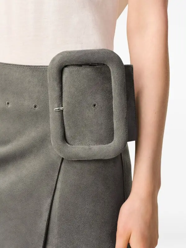 AMI Paris Big Buckle Belted Mini Skirt