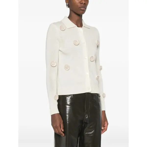 Stine Goya Snail-embellished Polo-collar Cardigan