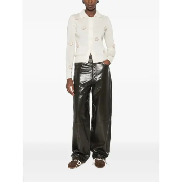 Stine Goya Snail-embellished Polo-collar Cardigan
