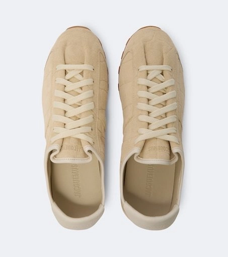 Jacquemus Tennis Croc-effect Suede Sneakers - Beige