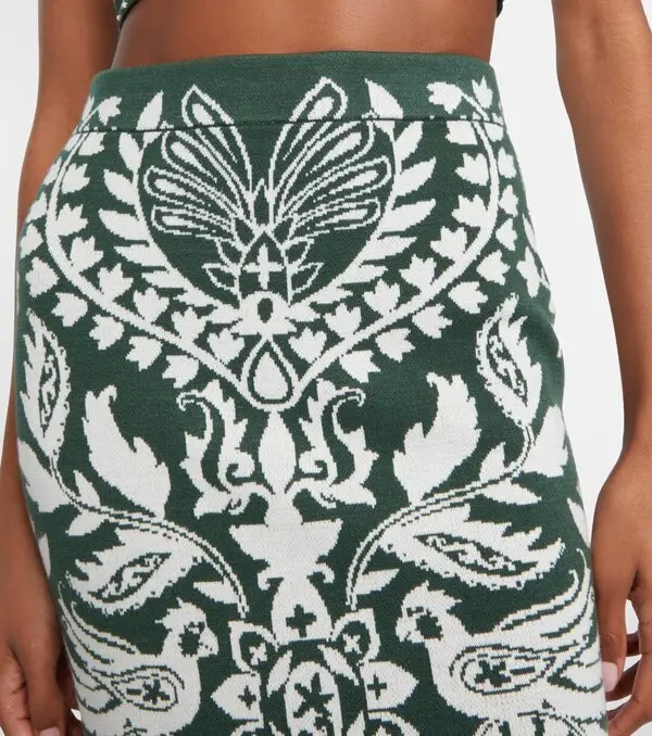 Farm Rio Miranda Intarsia Knitted Midi Skirt