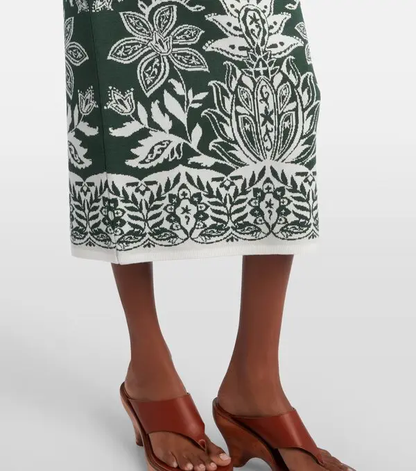 Farm Rio Miranda Intarsia Knitted Midi Skirt