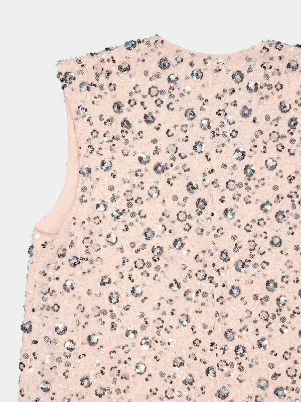 Rabanne Sequined V-neck Top - Pink