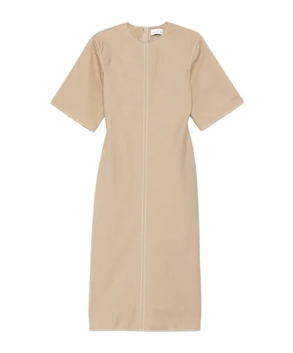 AMI Paris Topstitch Dress - Nude