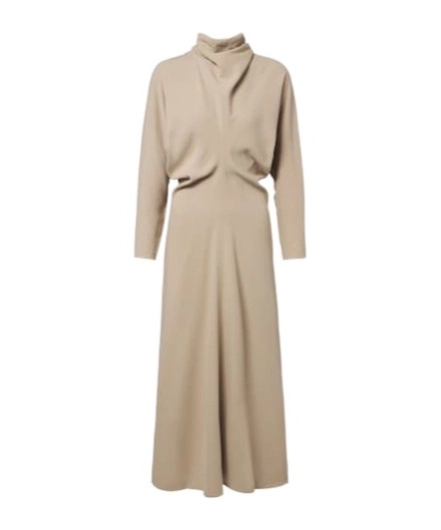 TOTEME Draped Tie-neck Cady Midi Dress - No