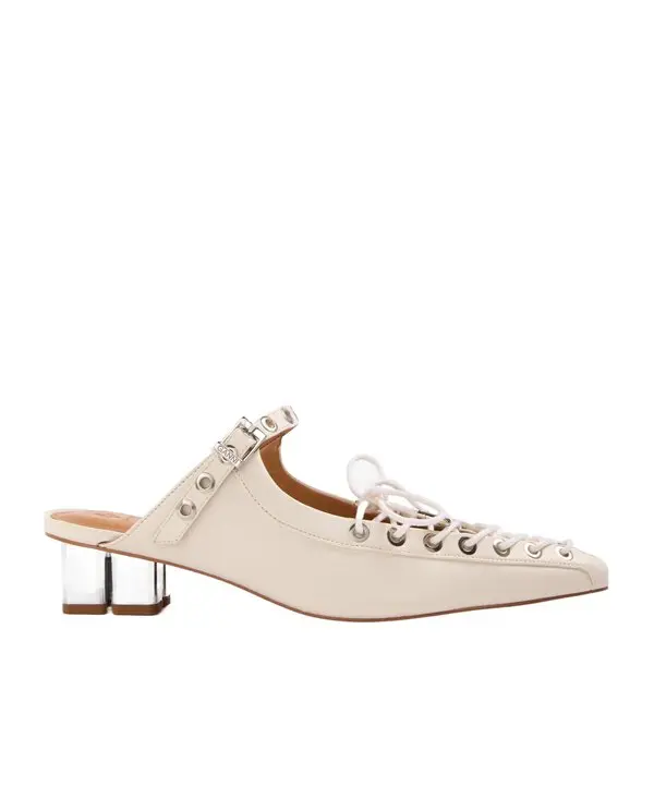 GANNI Lace Heeled Mules - Nude