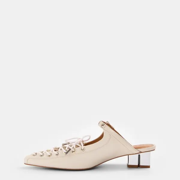 GANNI Lace Heeled Mules - Nude