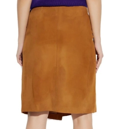 AMI Paris Large Buckle Belt Midi Leather Skirt