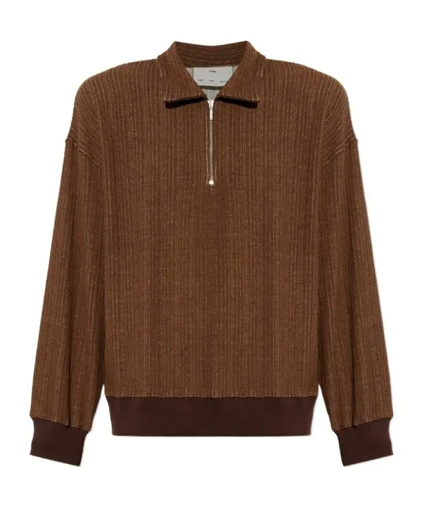 SONG FOR THE MUTE Half-zip Ribbed-knit Sweater