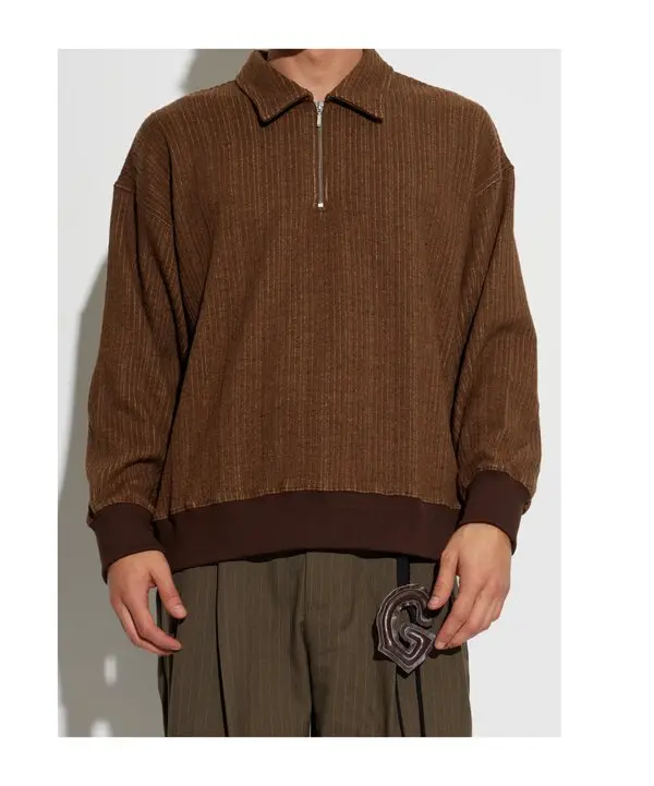 SONG FOR THE MUTE Half-zip Ribbed-knit Sweater