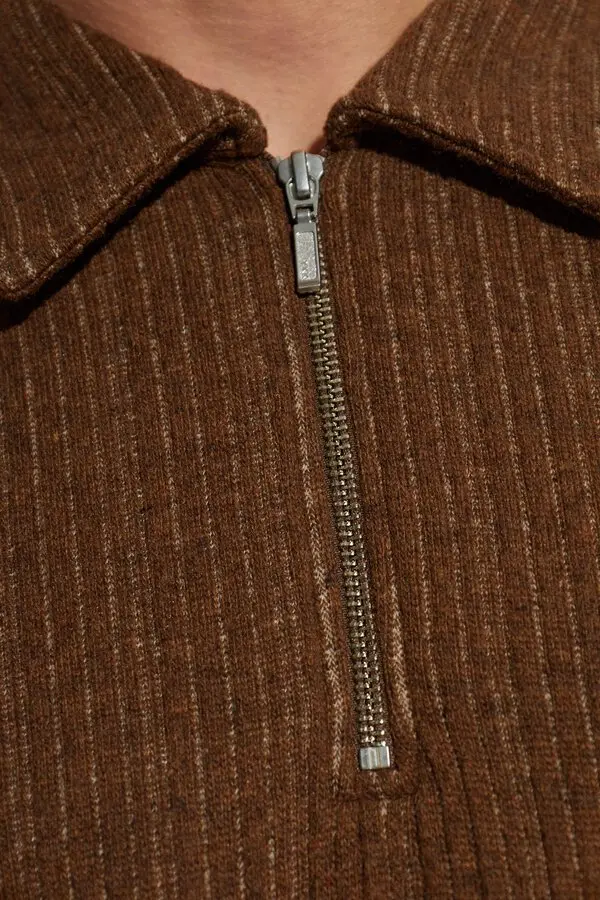 SONG FOR THE MUTE Half-zip Ribbed-knit Sweater