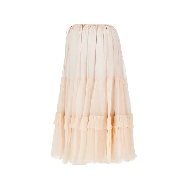 Chloé Silk Muslin Flounced Long Skirt