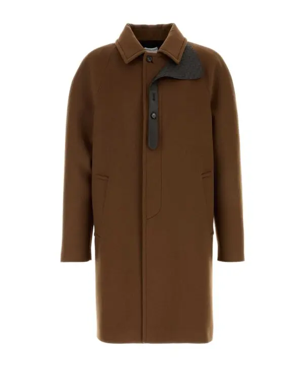 Bottega Veneta Intrecciato Throat Latch Coat - Tan