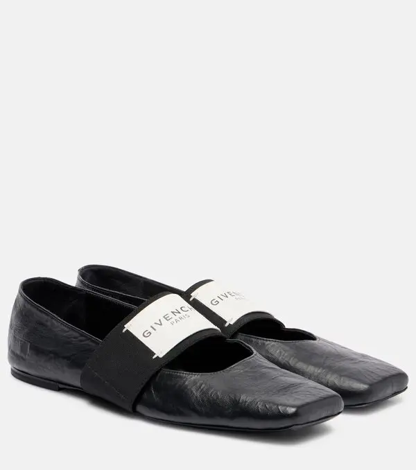 Givenchy Sliced Square Leather Ballet Flats