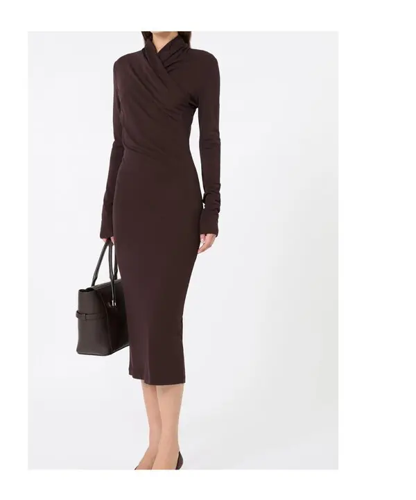 Max Mara Slim Fluid Jersey Dress - Dark Brown