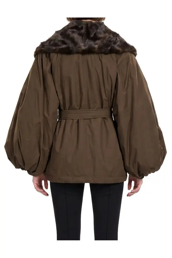 Magda Butrym Faux Fur Collar Belted Jacket