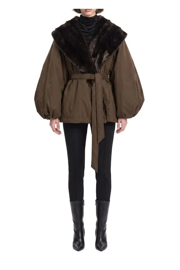Magda Butrym Faux Fur Collar Belted Jacket