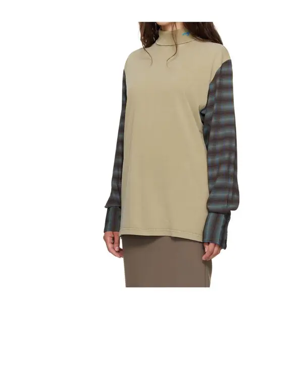 MUGLER Shirt Sleeves T-shirt - Khaki