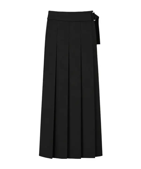 P.a.r.o.s.h Belted Pleated Midi Skirt - Black