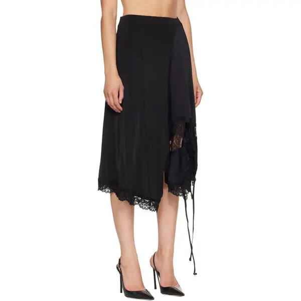 Vetements Lace-trim Asymmetric Midi Skirt