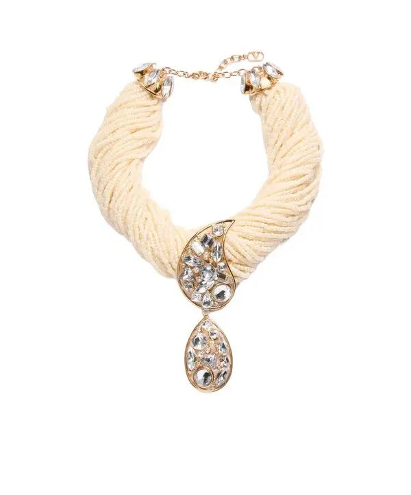 Valentino Garavani Hypergoutte Torchon Necklace In Metal, Beads And Crystals - No